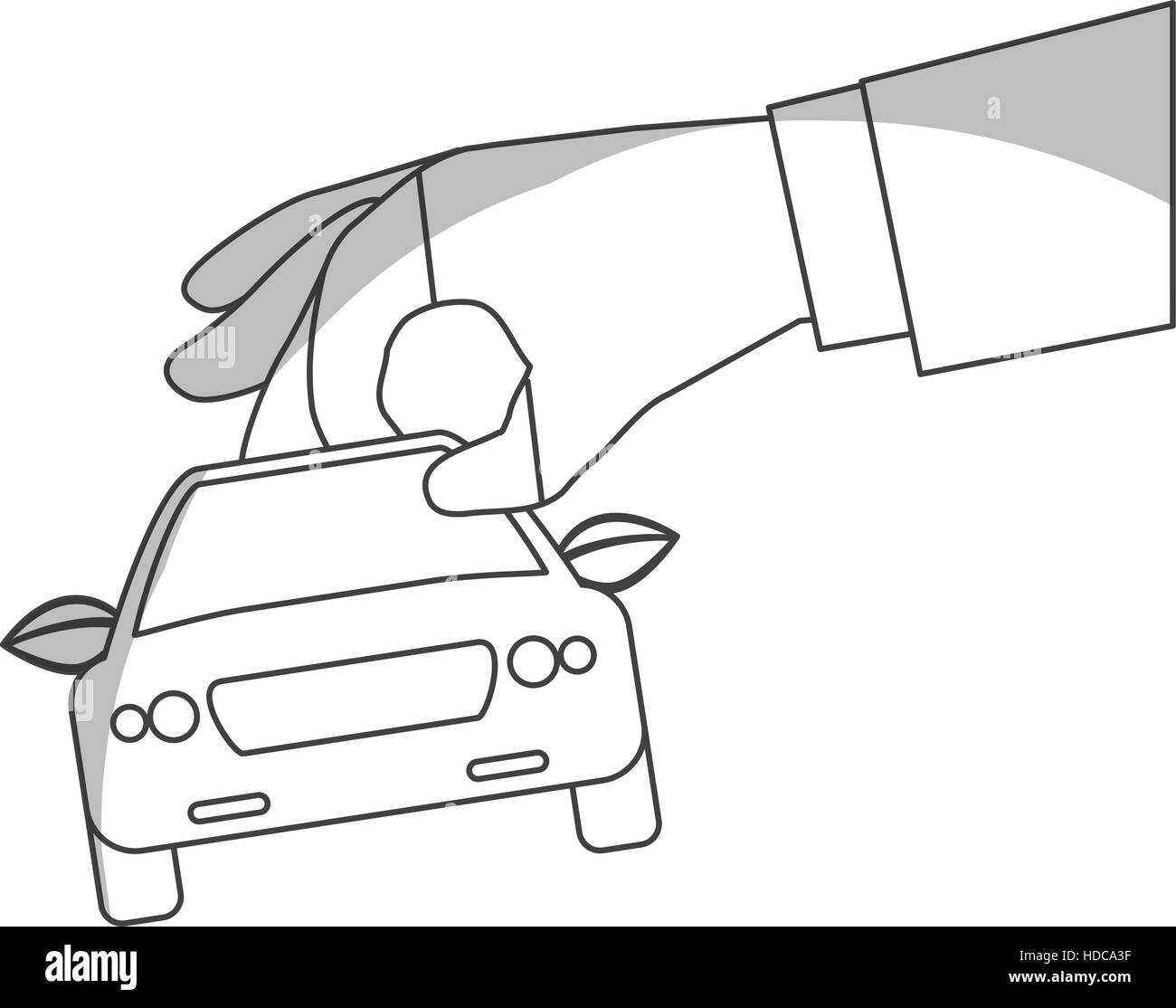 hand holding a car vehicle icon over white background. vector ...