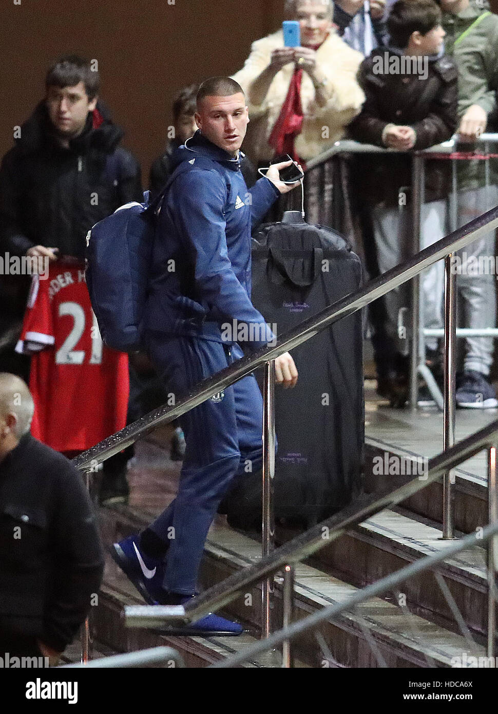 Sam Johnson and the Manchester United team arrive at The Lowry Hotel in ...
