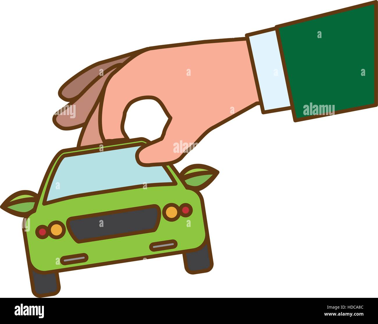 hand holding a car vehicle icon over white background. colorful design ...