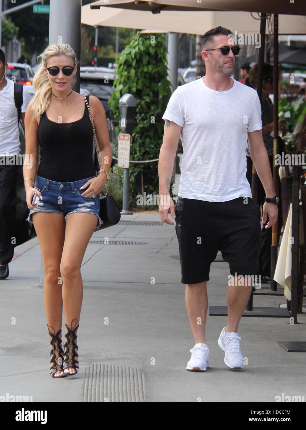Robbie Keane and his wife Claudine Palmer leaving Il Pastaio in Beverly ...