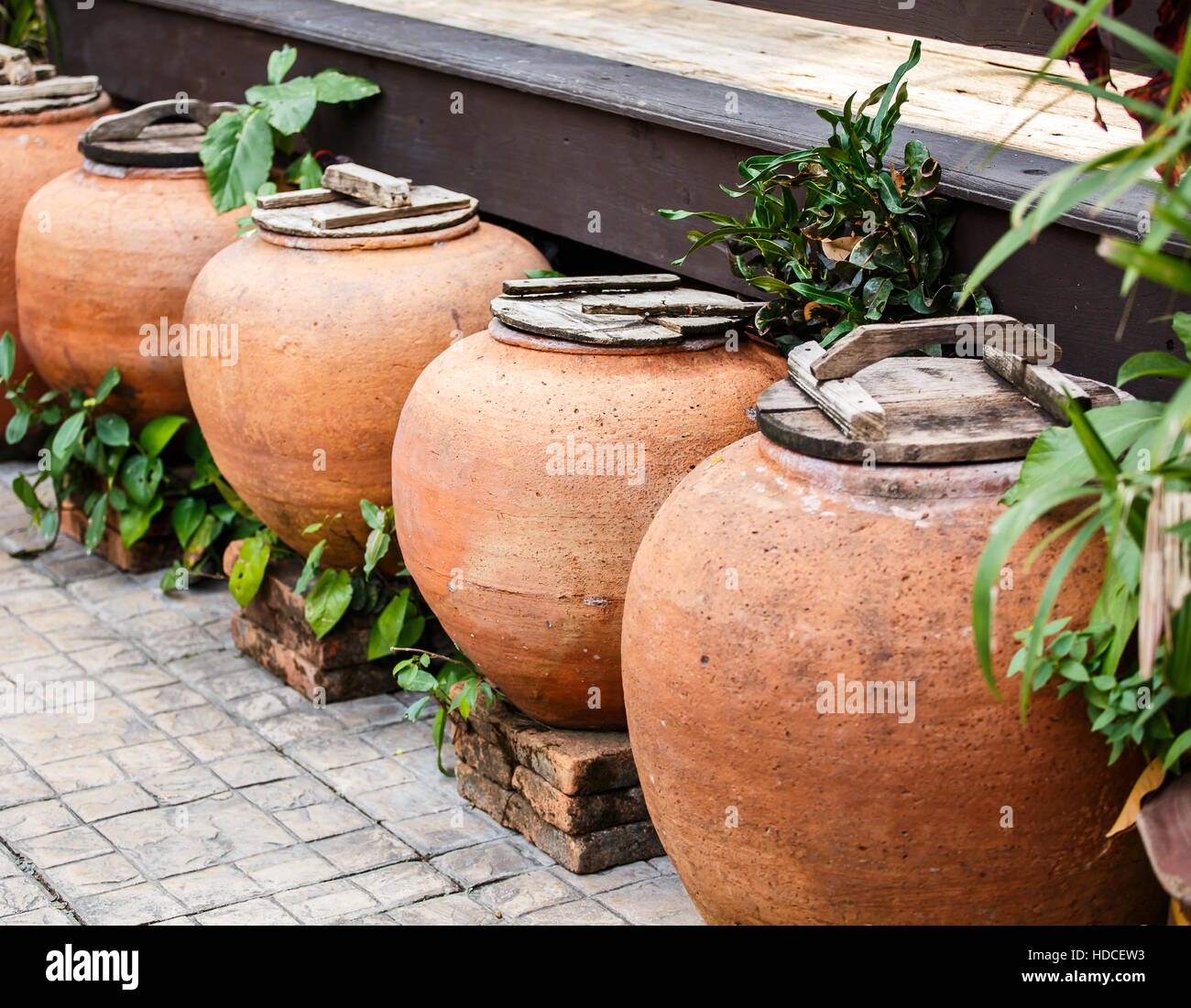 Water storage jars, Thailand Stock Photo - Alamy