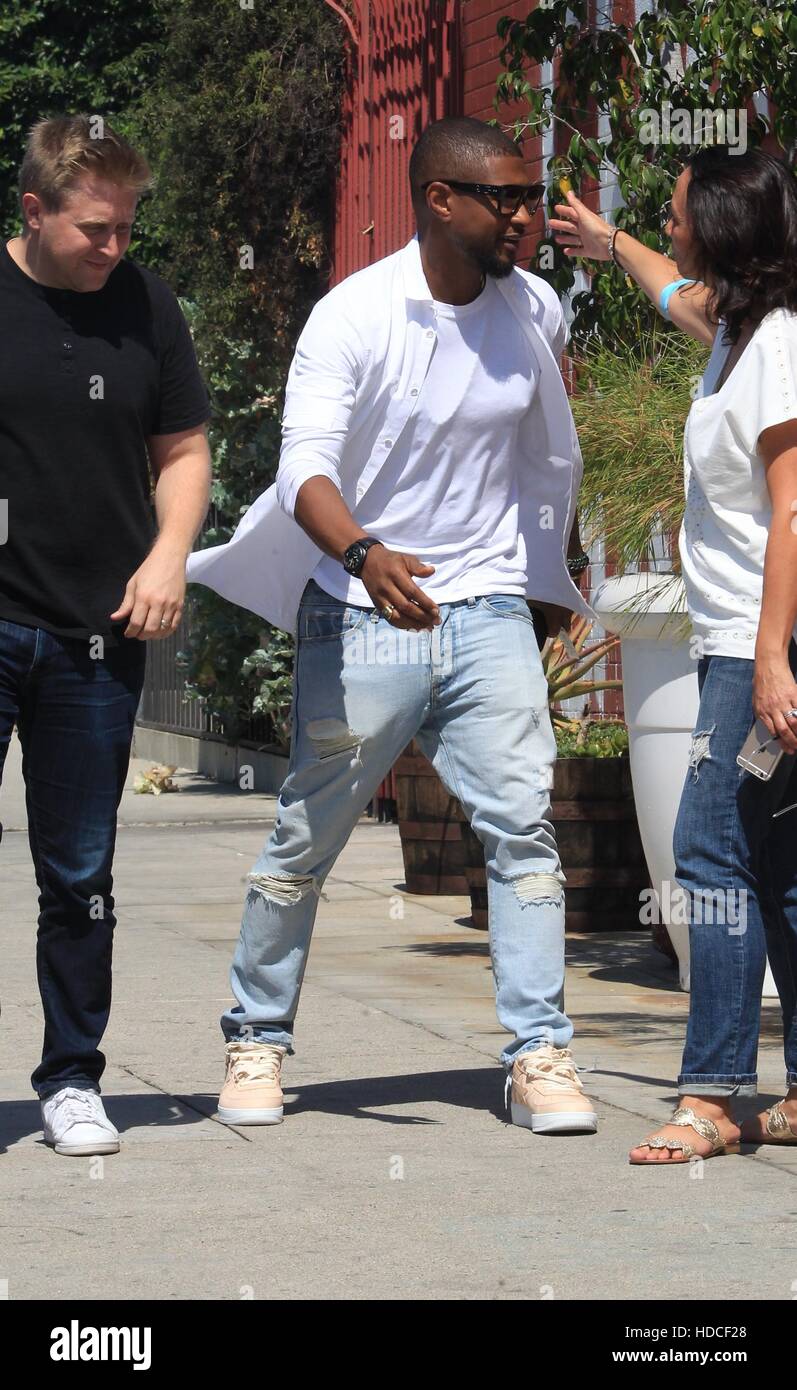 Usher arrives for a meeting in West Hollywood. Featuring: Usher Where ...