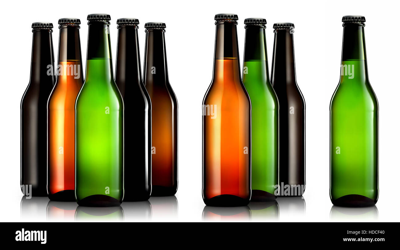 Set of beer bottles isolated Stock Photo - Alamy