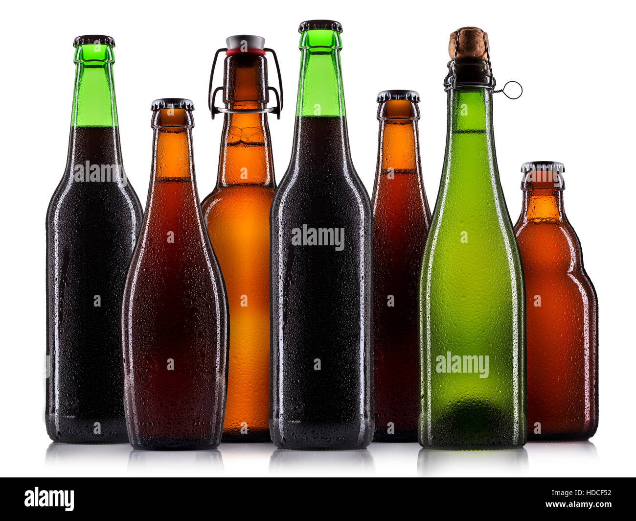Set of beer bottles isolated Stock Photo - Alamy