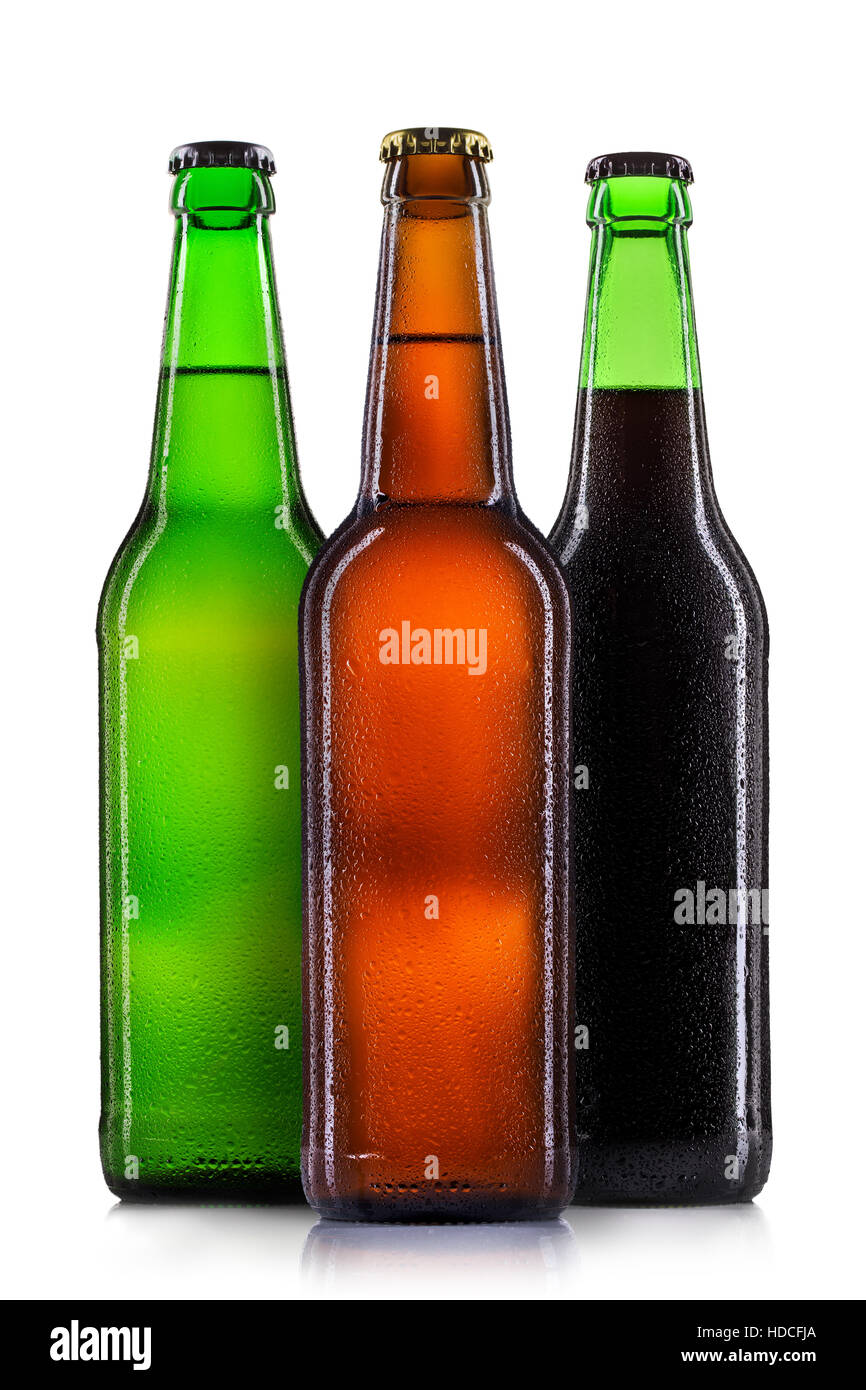 Set of beer bottles isolated Stock Photo - Alamy