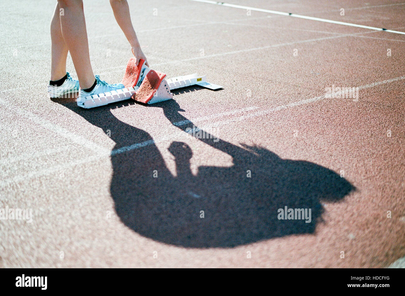Athletics starting blocks hi-res stock photography and images - Alamy