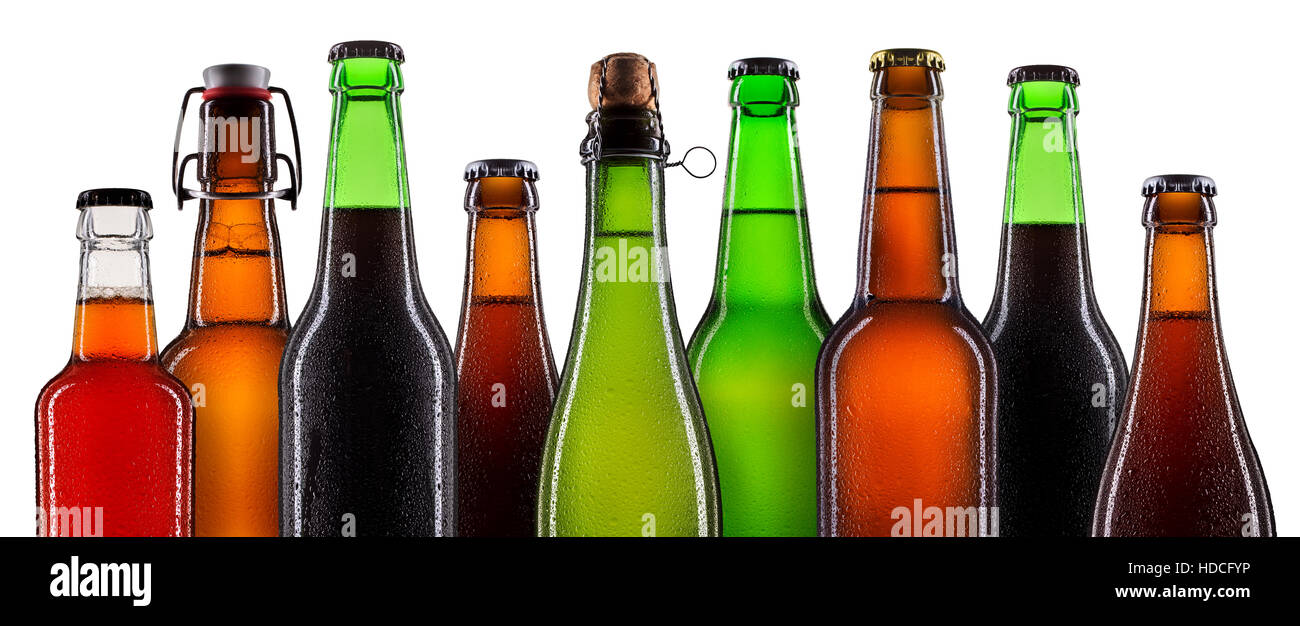 Set of beer bottles isolated Stock Photo - Alamy