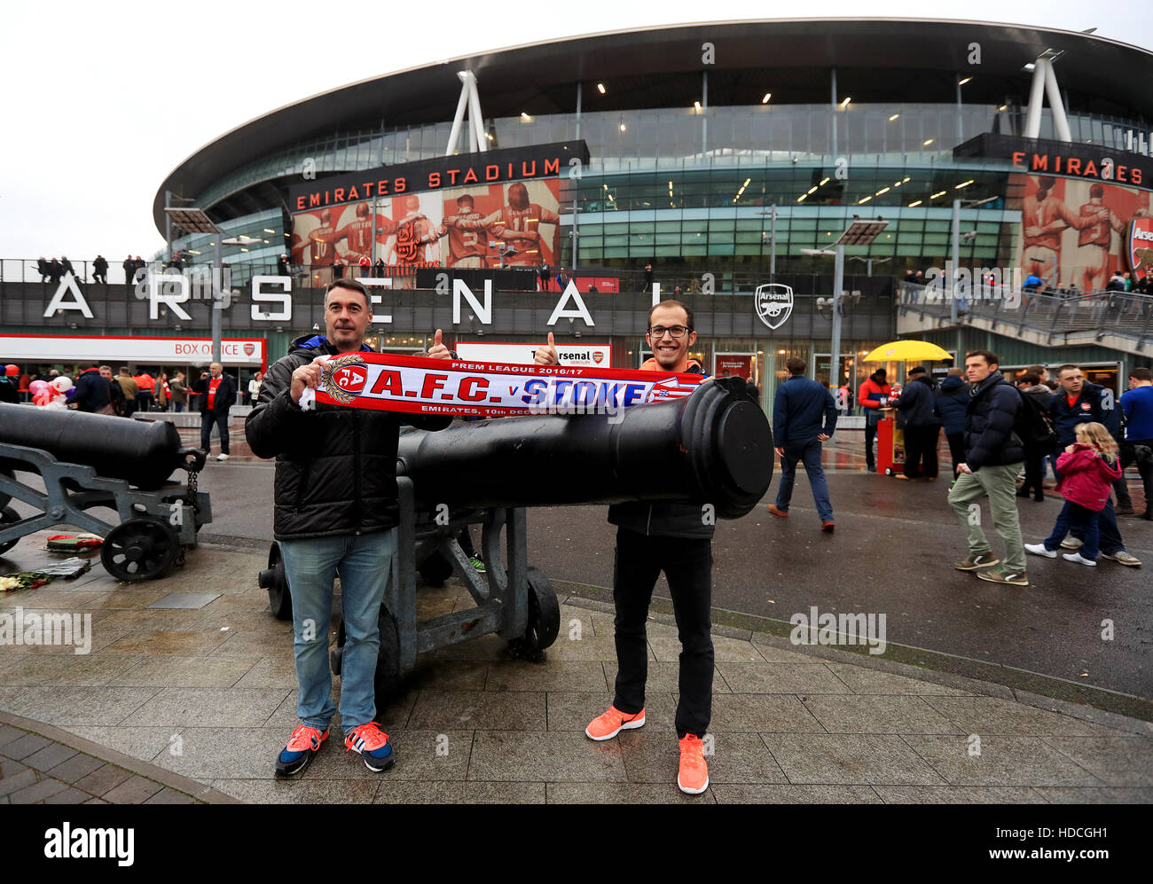 Fans outside the ground before the Premier League match at the Emirates ...