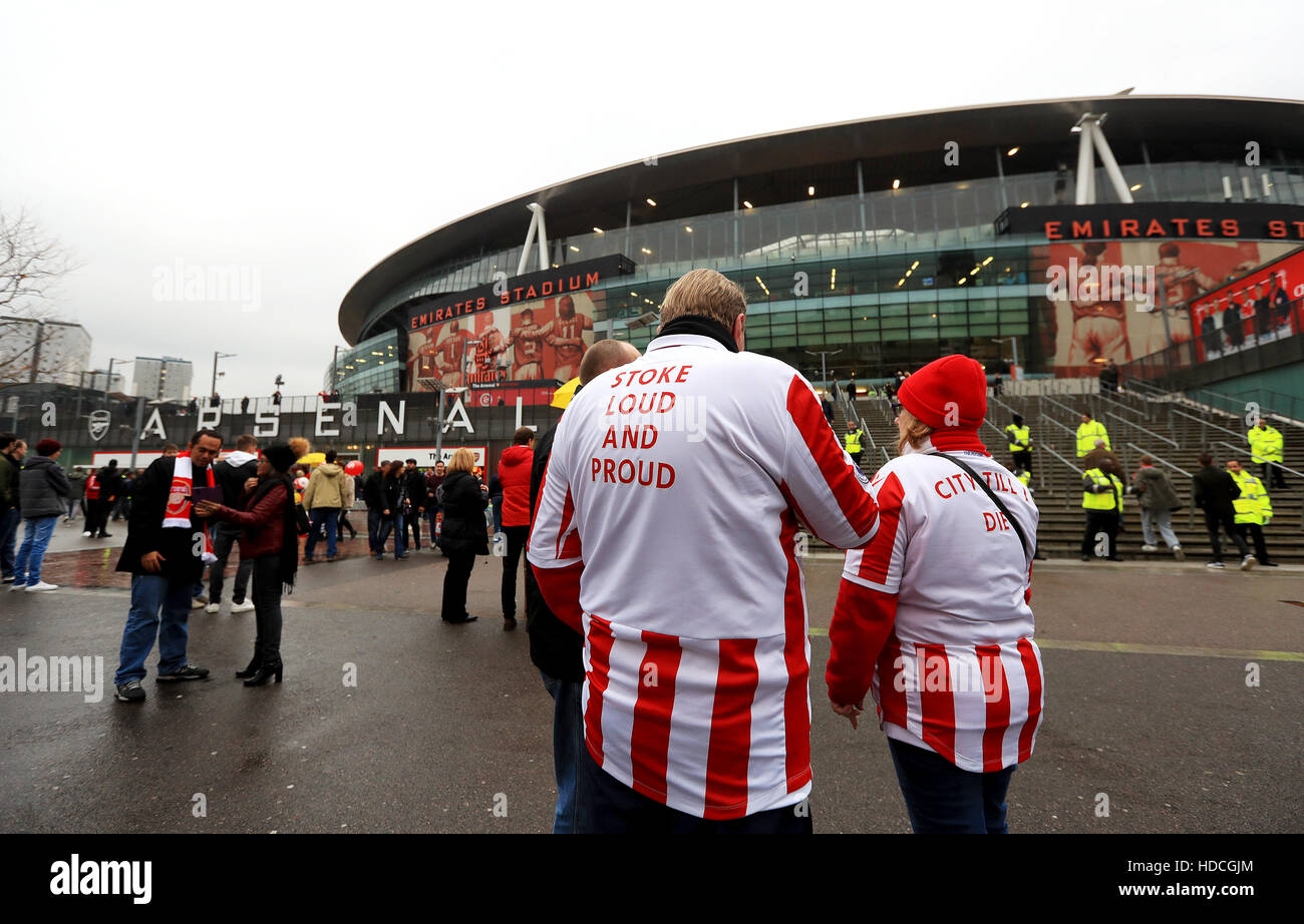 Fans outside the ground before the Premier League match at the Emirates ...