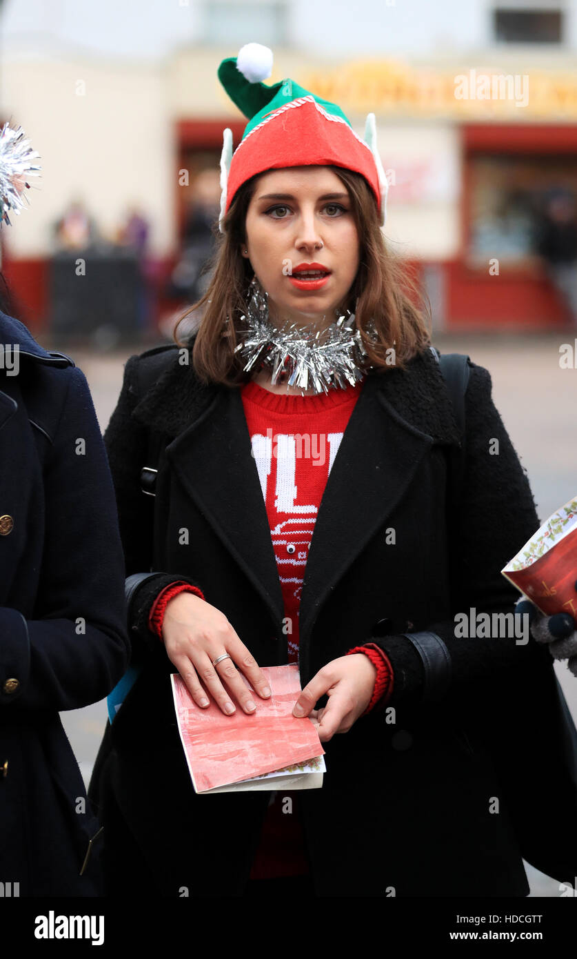 Carol singers outside the ground before the Premier League match at the ...