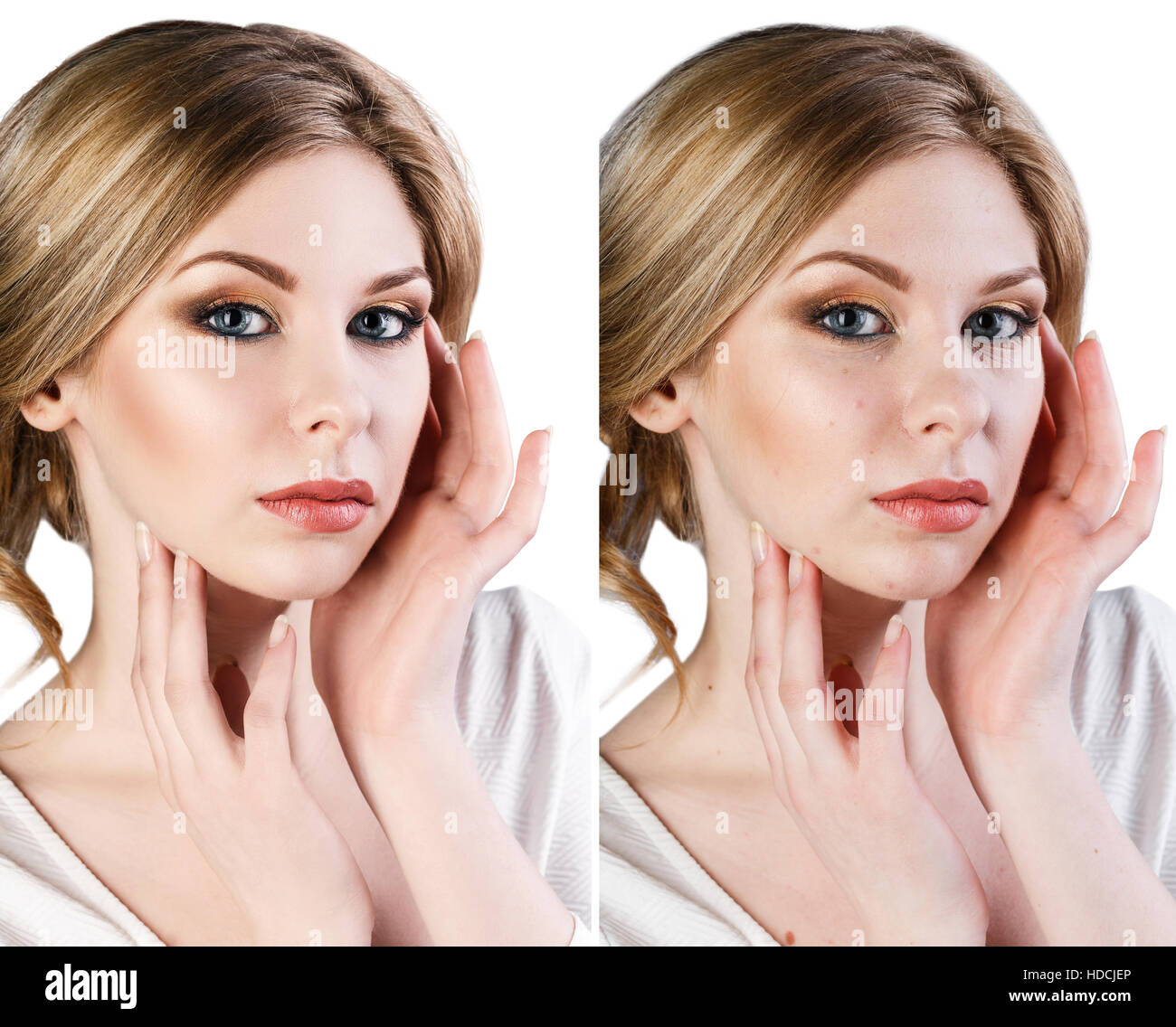 Comparison portrait of young woman Stock Photo - Alamy