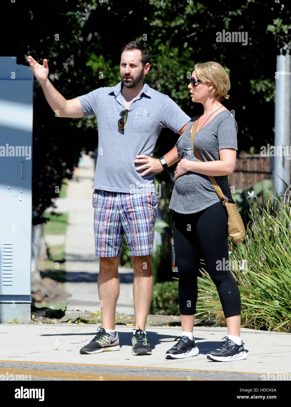 Pregnant Katherine Heigl shows off her baby bump in a tight tee while ...
