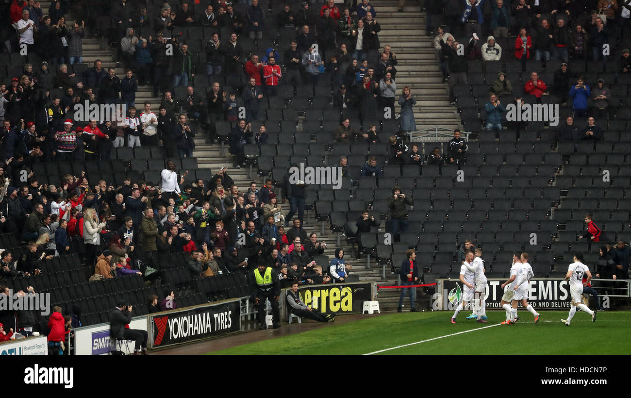 Milton Keynes Dons' Dean Bowditch celebrates scoring the winning ...