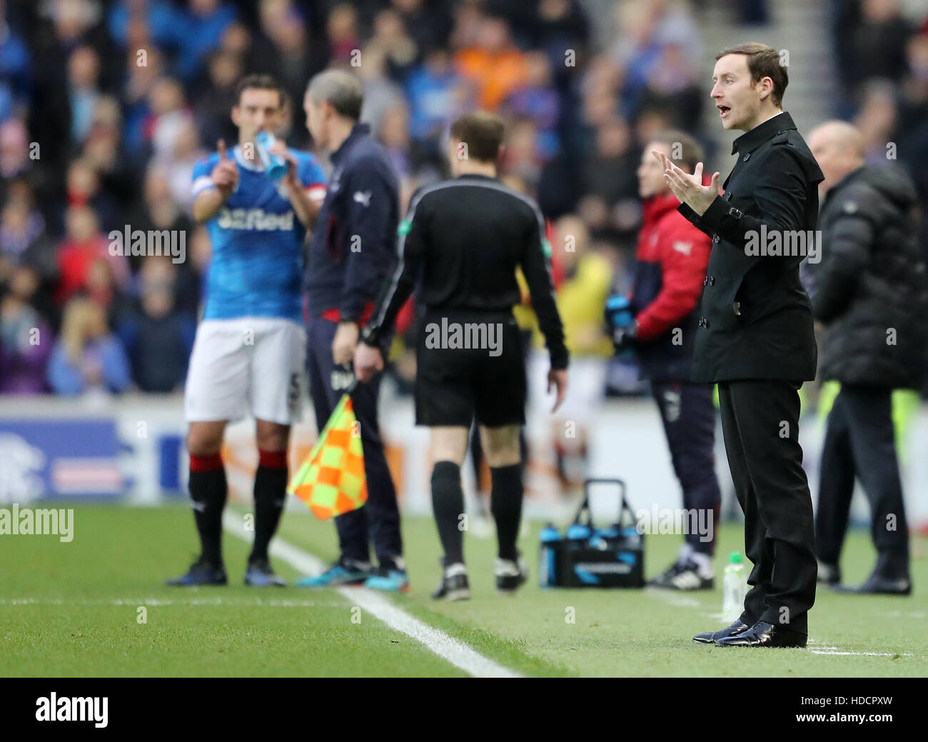 Hearts' new manager Ian Cathro gestures on the touchline during the ...
