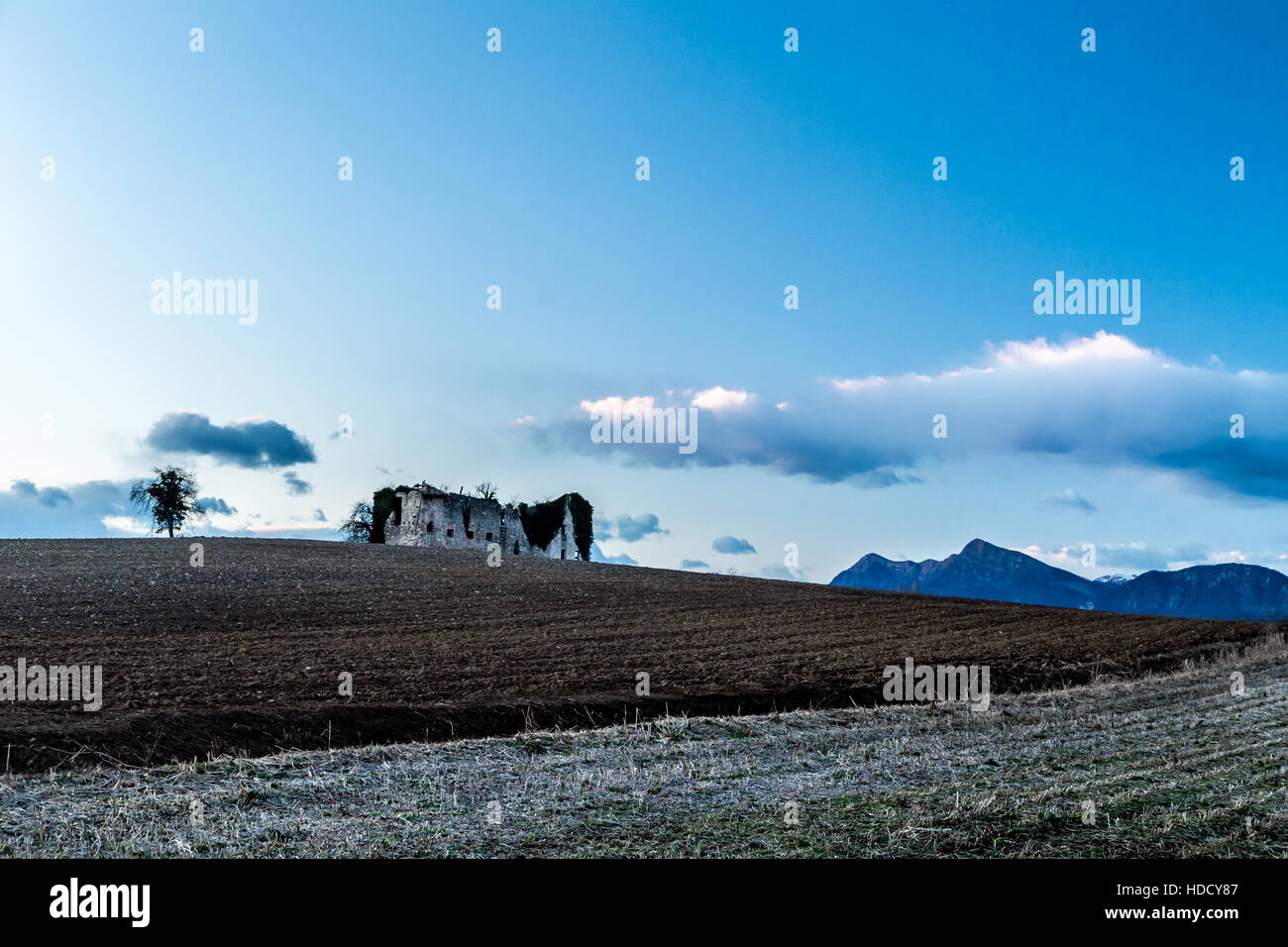 an abandoned and ruined farm in the fields of Italy Stock Photo - Alamy