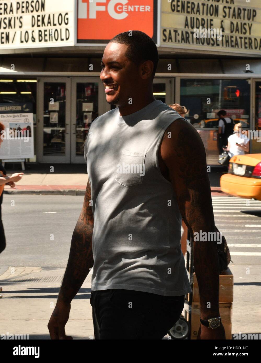 Carmelo Anthony shooting a commercial in SoHo Featuring: Carmelo ...