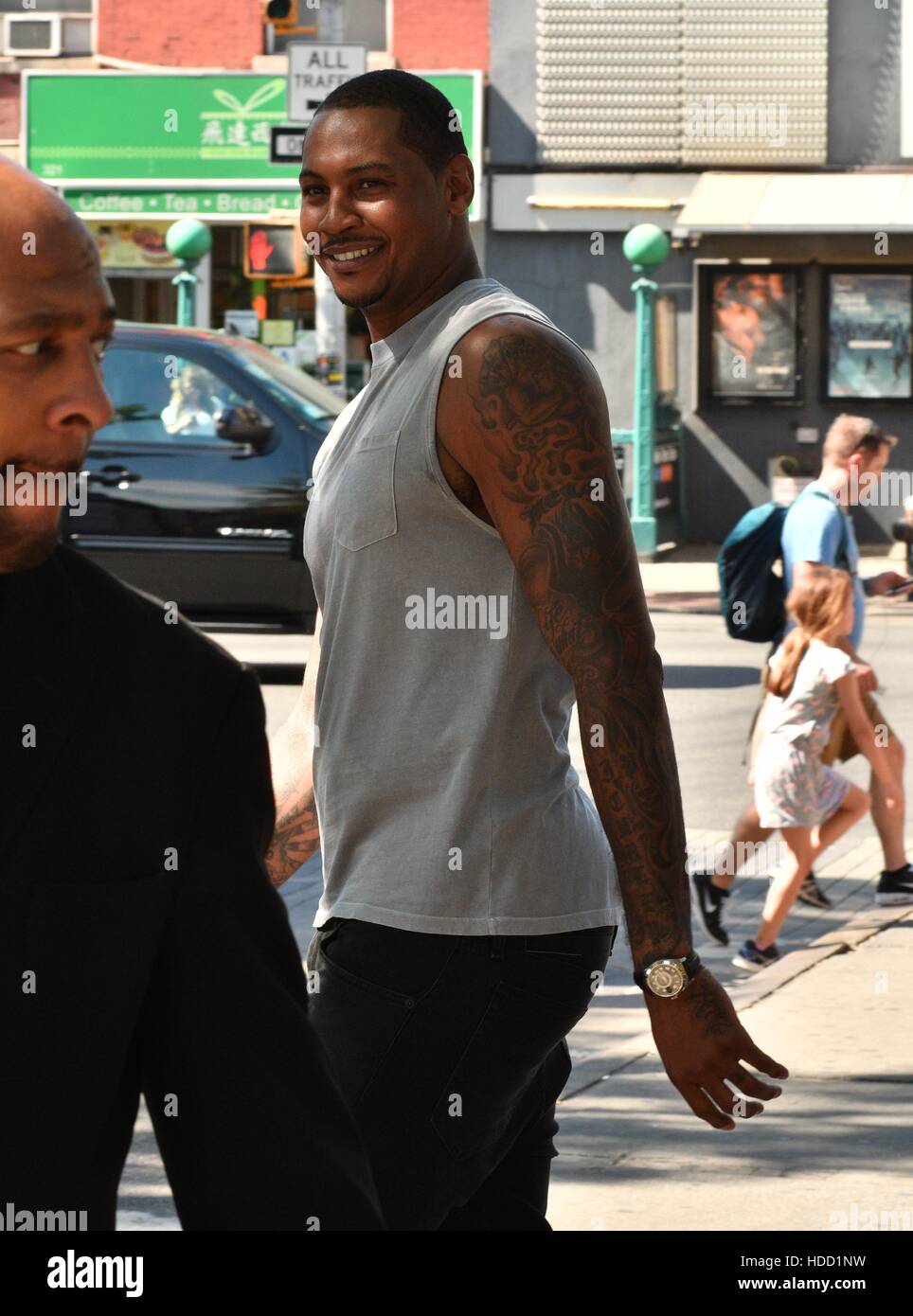 Carmelo Anthony shooting a commercial in SoHo Featuring: Carmelo ...