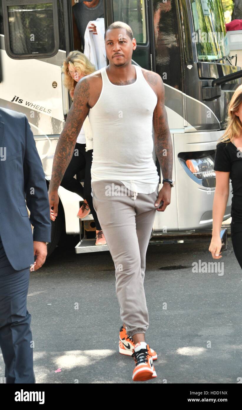 Carmelo Anthony shooting a commercial in SoHo Featuring: Carmelo ...