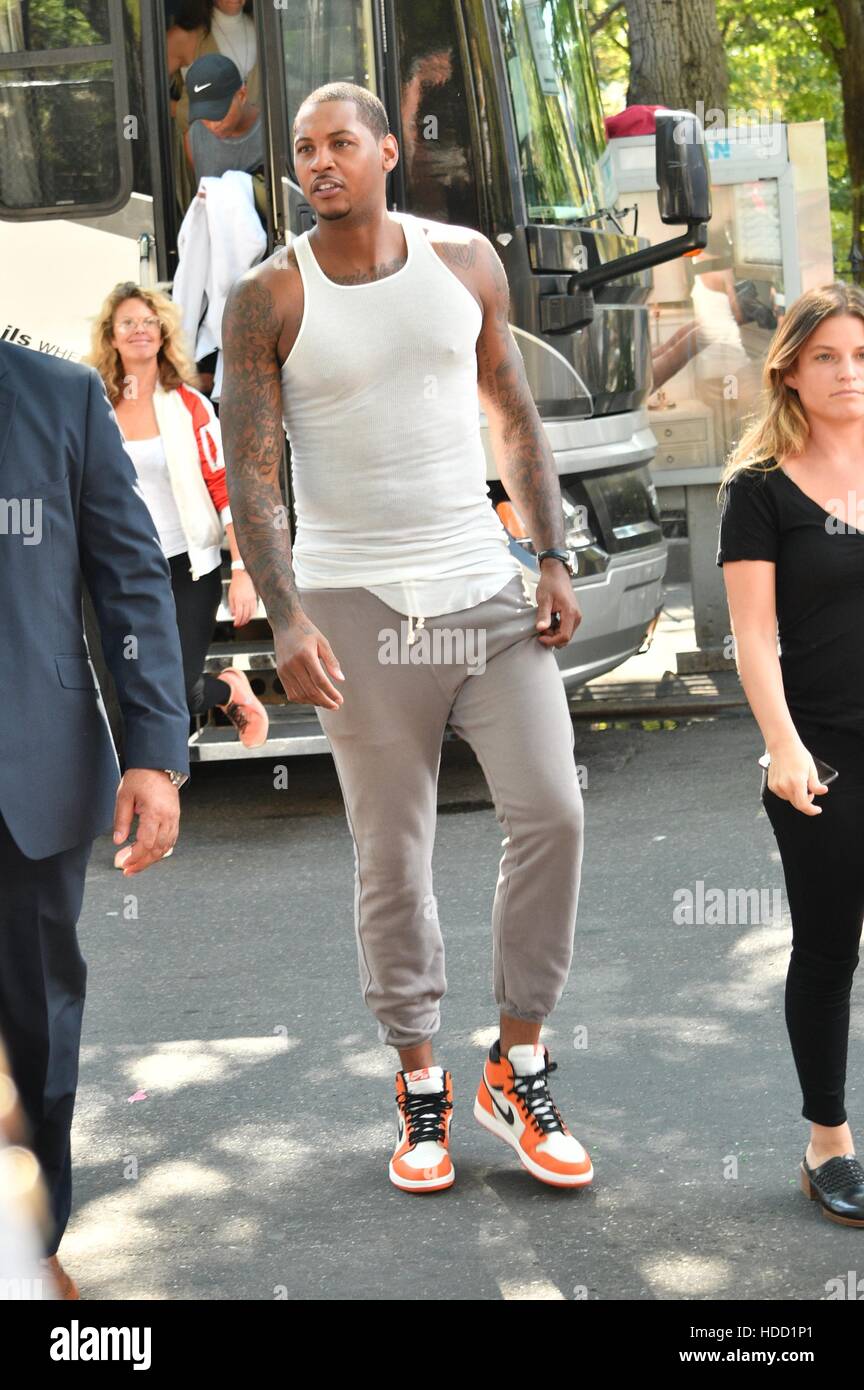 Carmelo Anthony shooting a commercial in SoHo Featuring: Carmelo ...