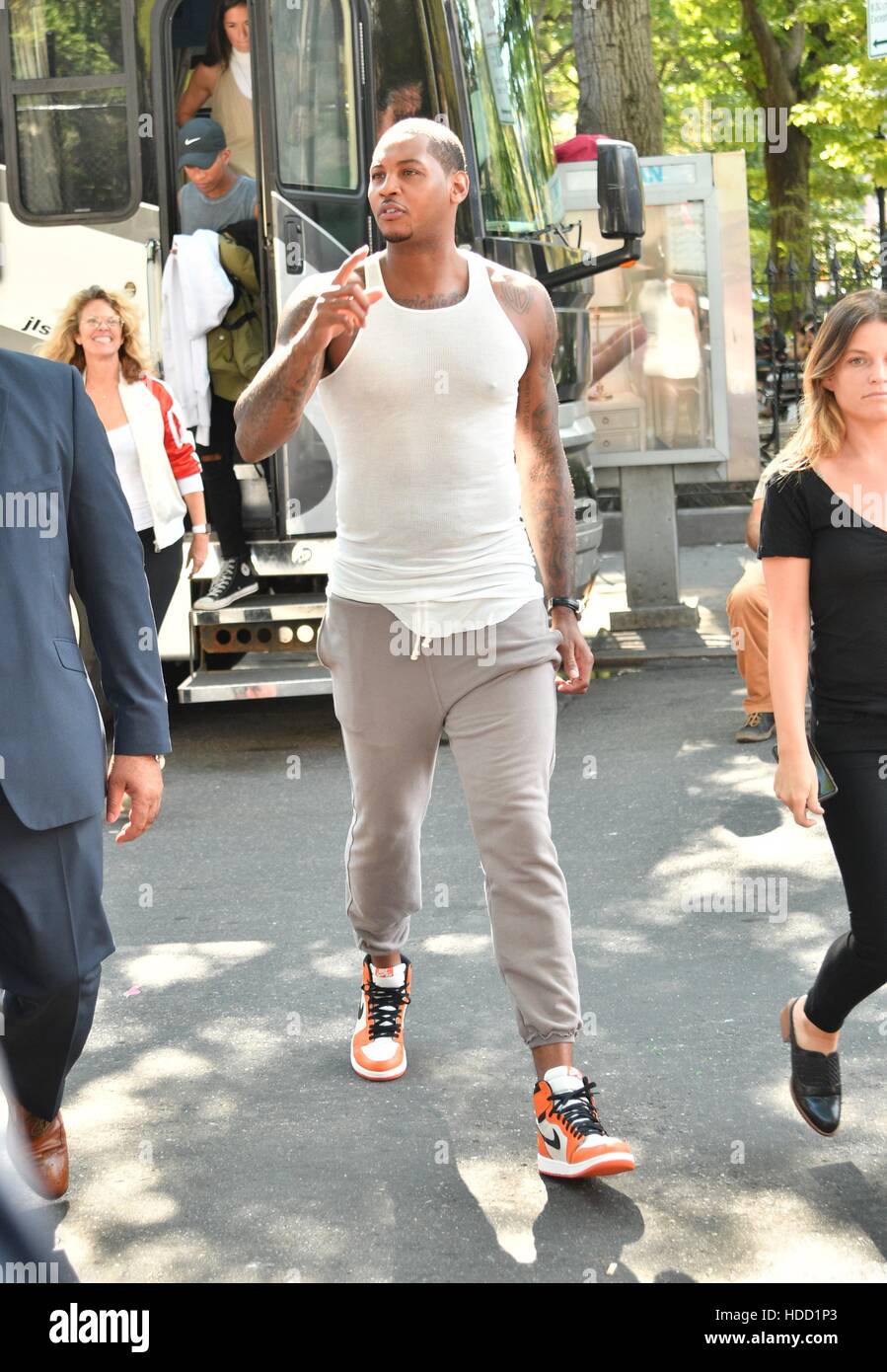 Carmelo Anthony shooting a commercial in SoHo Featuring: Carmelo ...