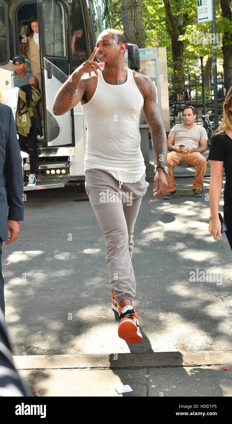 Carmelo Anthony shooting a commercial in SoHo Featuring: Carmelo ...