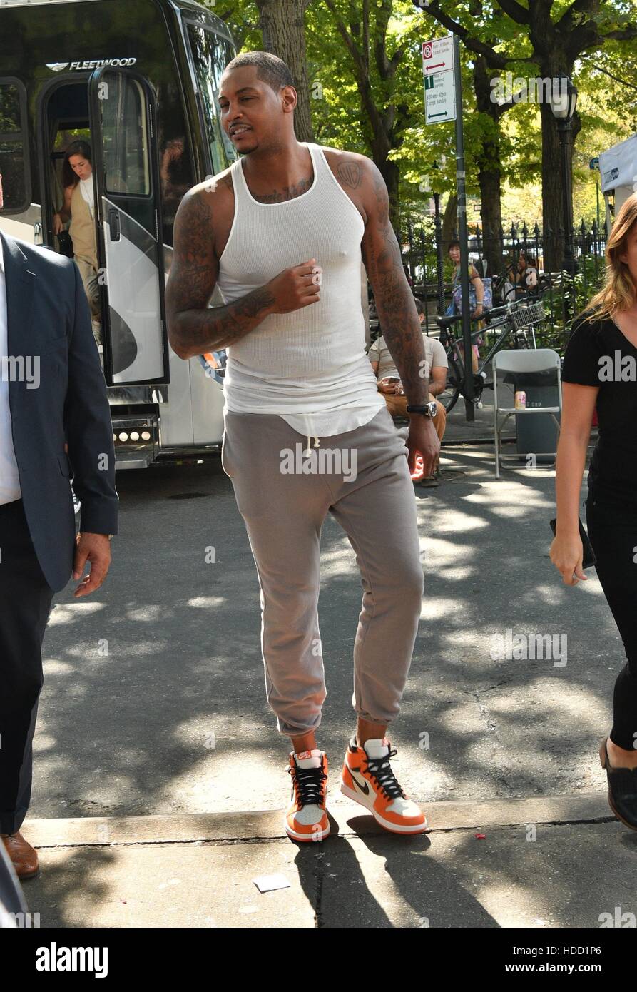 Carmelo Anthony shooting a commercial in SoHo Featuring: Carmelo ...