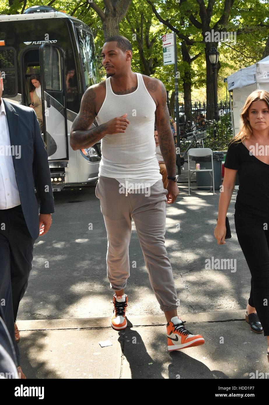 Carmelo Anthony shooting a commercial in SoHo Featuring: Carmelo ...