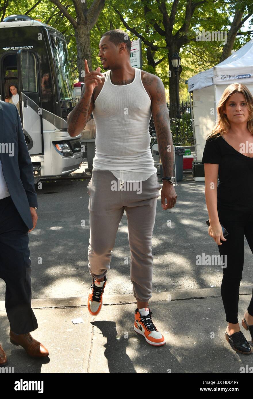 Carmelo Anthony shooting a commercial in SoHo Featuring: Carmelo ...