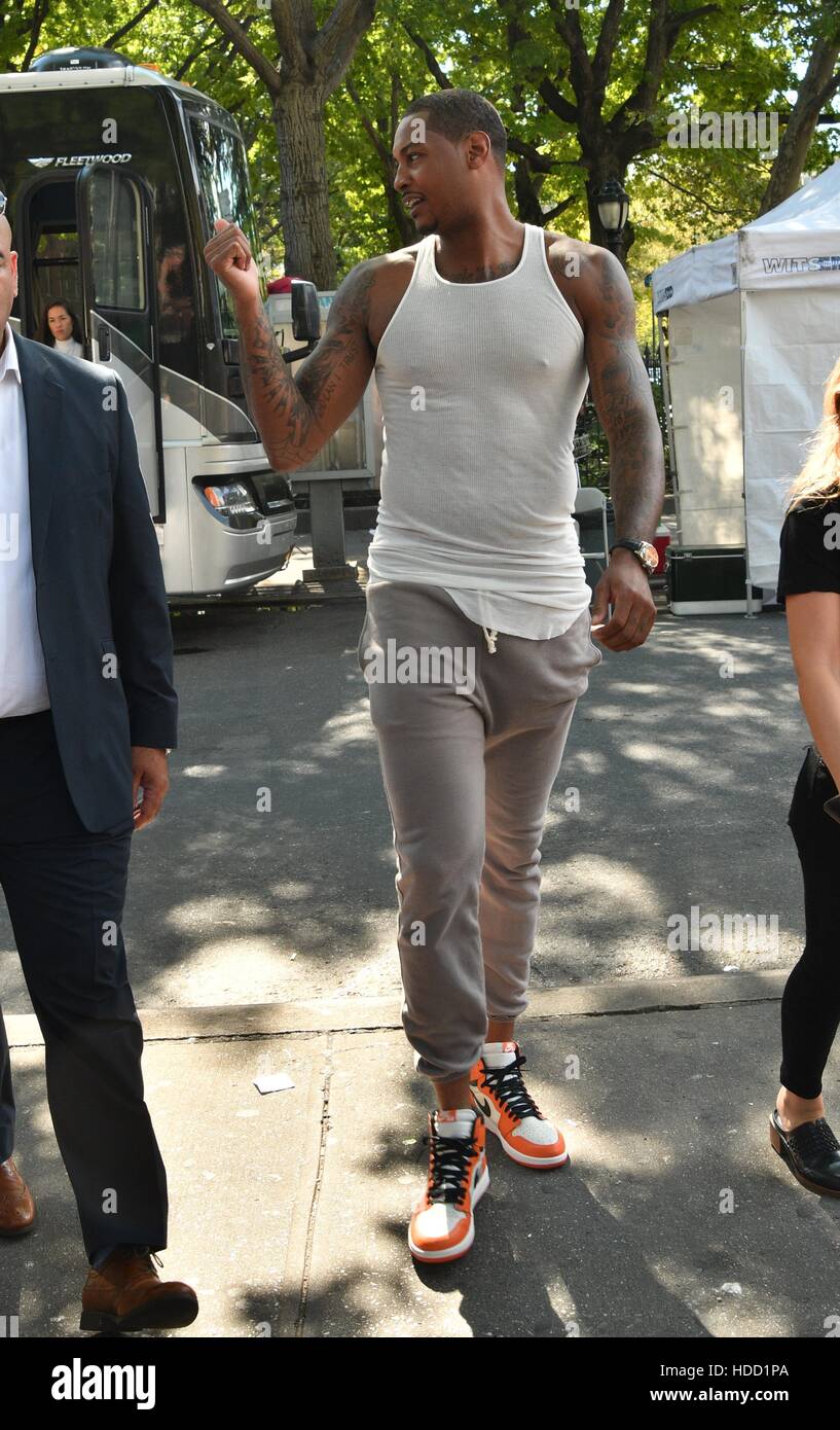 Carmelo Anthony shooting a commercial in SoHo Featuring: Carmelo ...