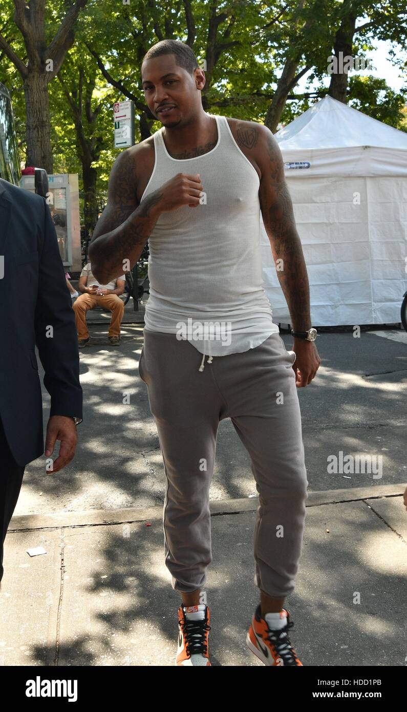 Carmelo Anthony shooting a commercial in SoHo Featuring: Carmelo ...