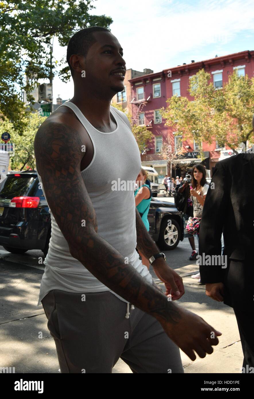 Carmelo Anthony shooting a commercial in SoHo Featuring: Carmelo ...