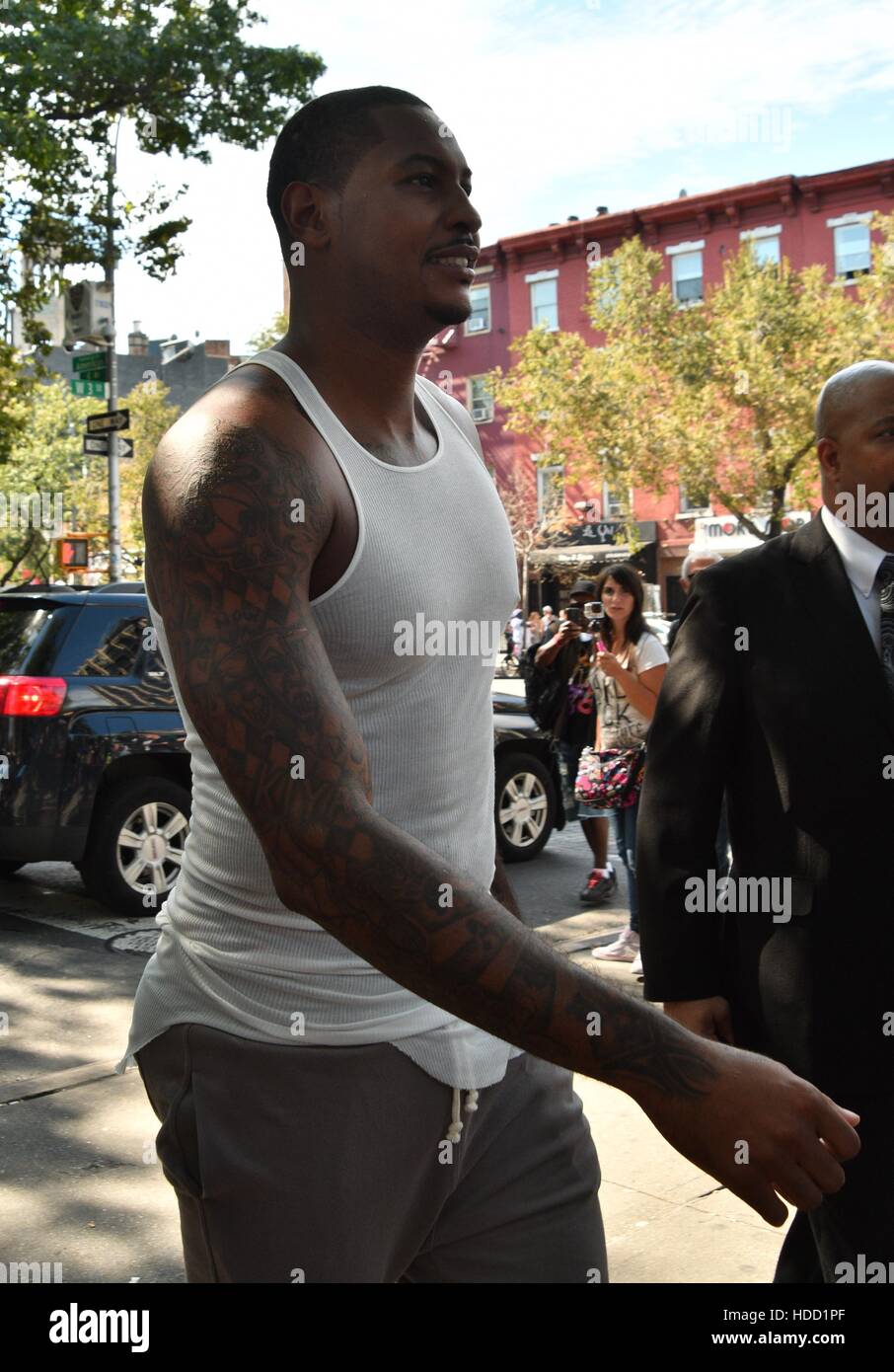 Carmelo Anthony shooting a commercial in SoHo Featuring: Carmelo ...