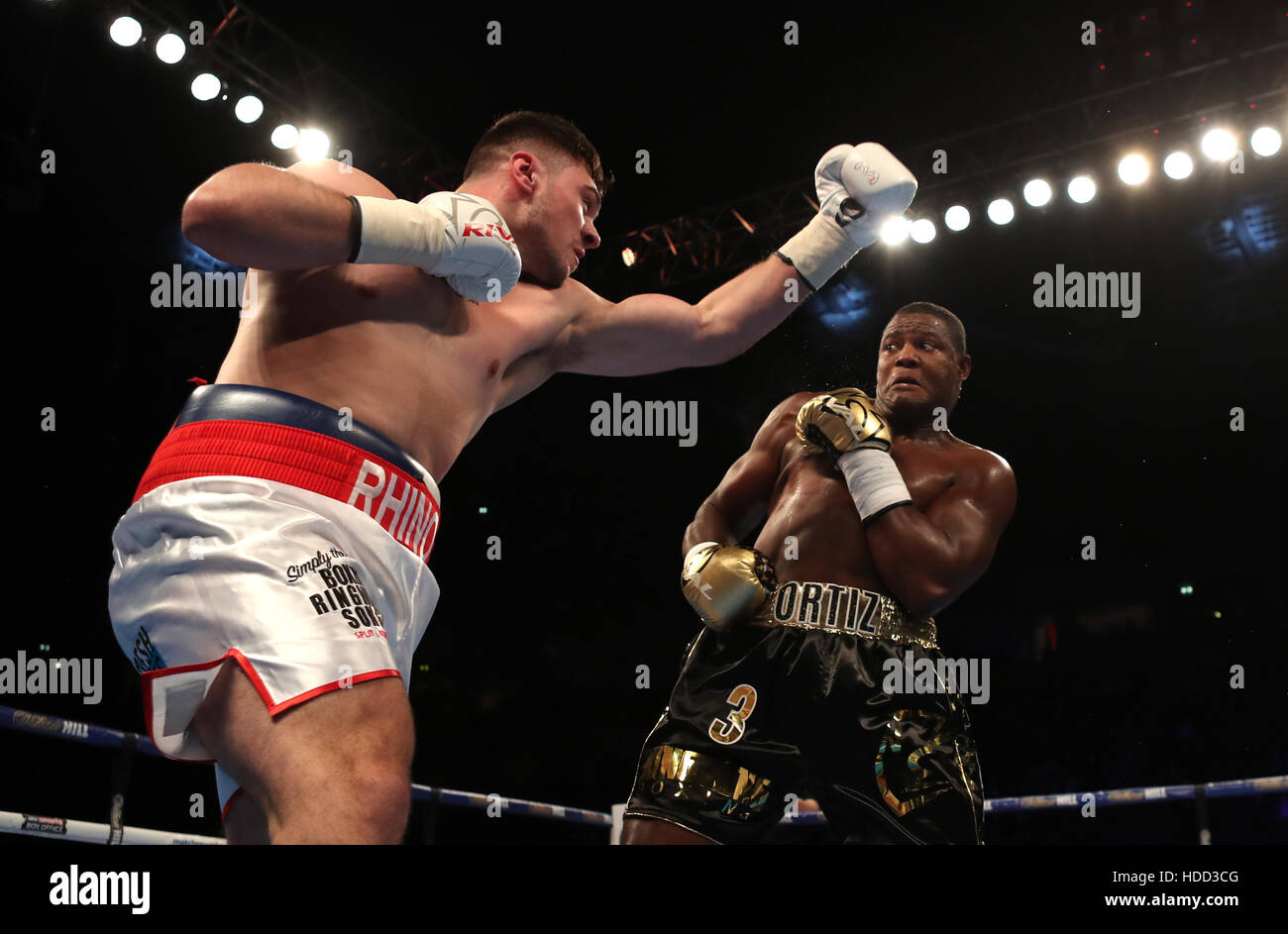 David Allen (left) in action against Luiz Ortiz during their ...