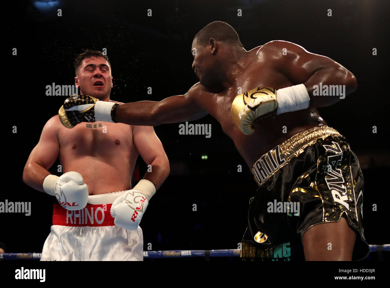 David Allen (left) in action against Luiz Ortiz during their ...