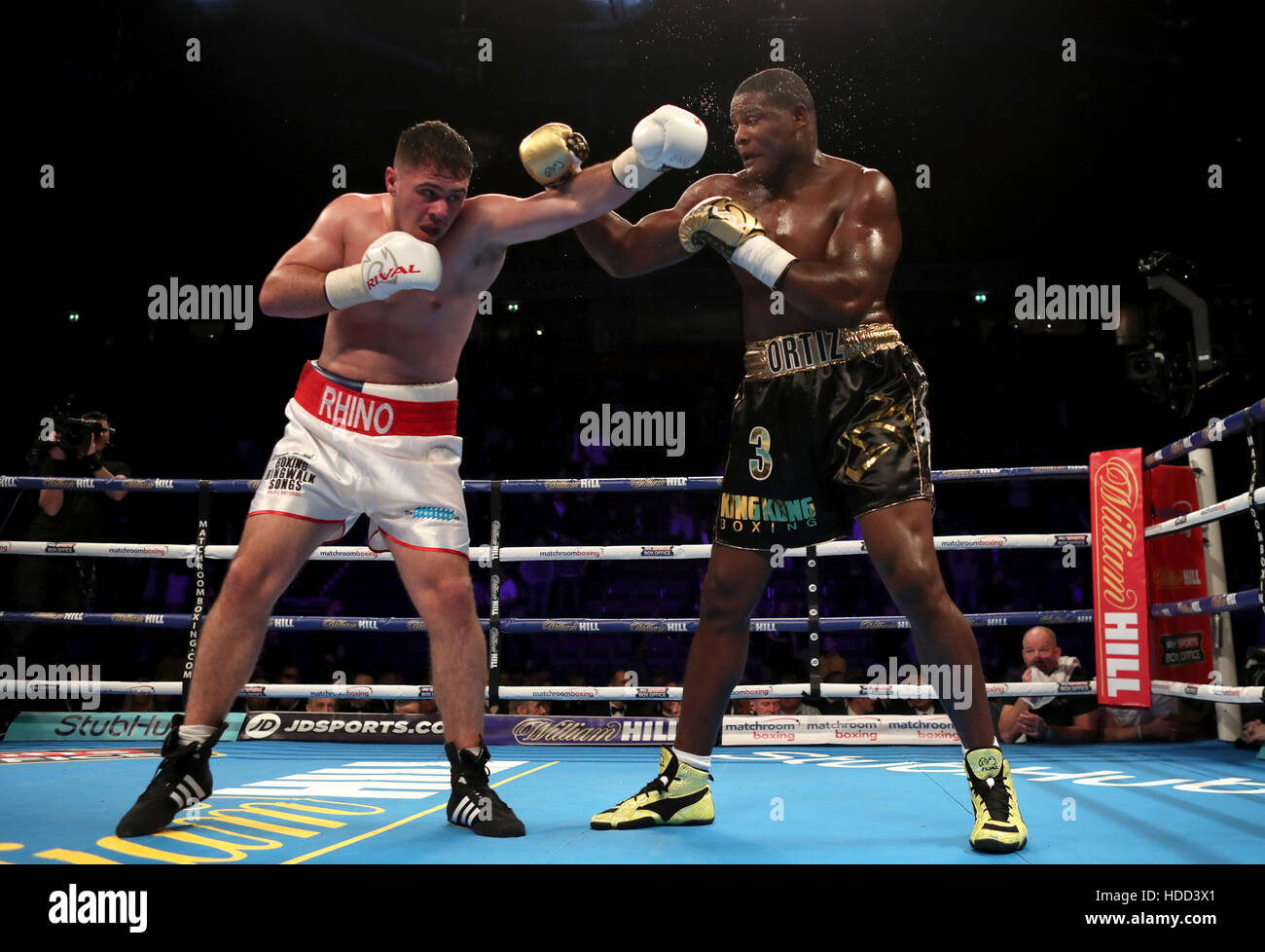 David Allen (left) in action against Luiz Ortiz during their ...