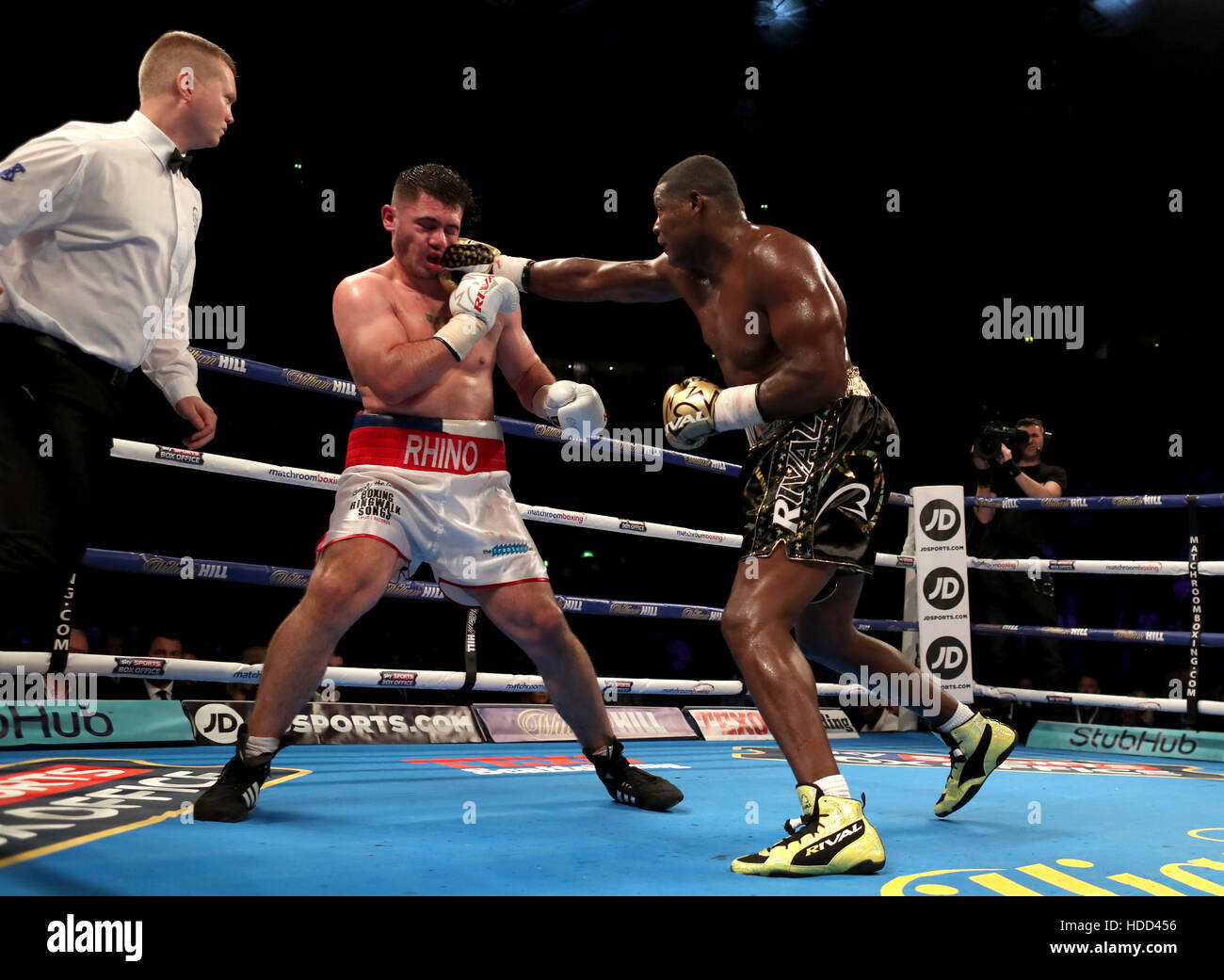 David Allen (left) in action against Luiz Ortiz during their ...