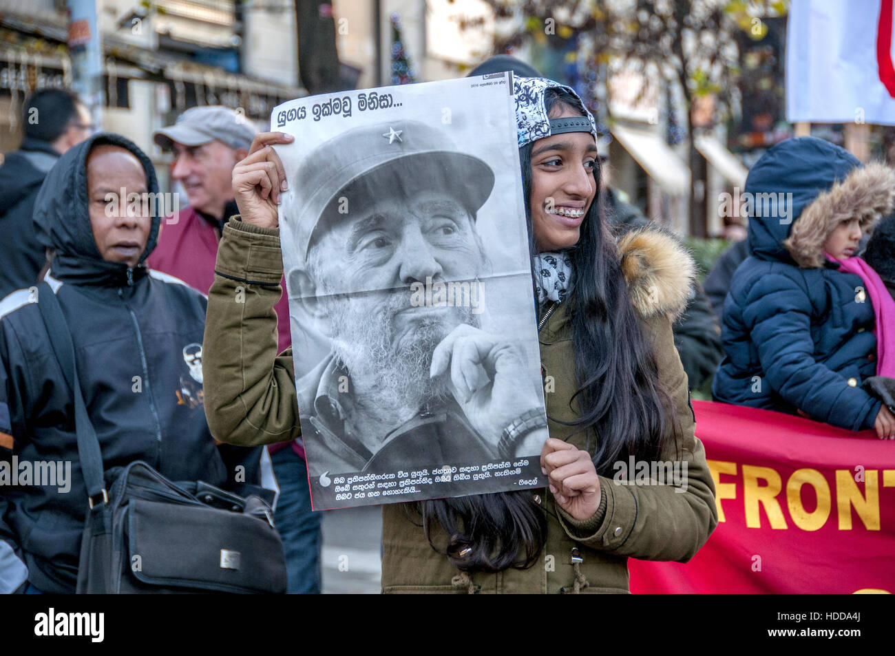 Rome, Italy. 10th Dec, 2016. Commemorative march for Fidel Castro with ...