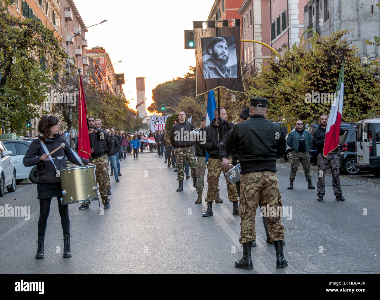 Rome, Italy. 10th Dec, 2016. Commemorative march for Fidel Castro with ...