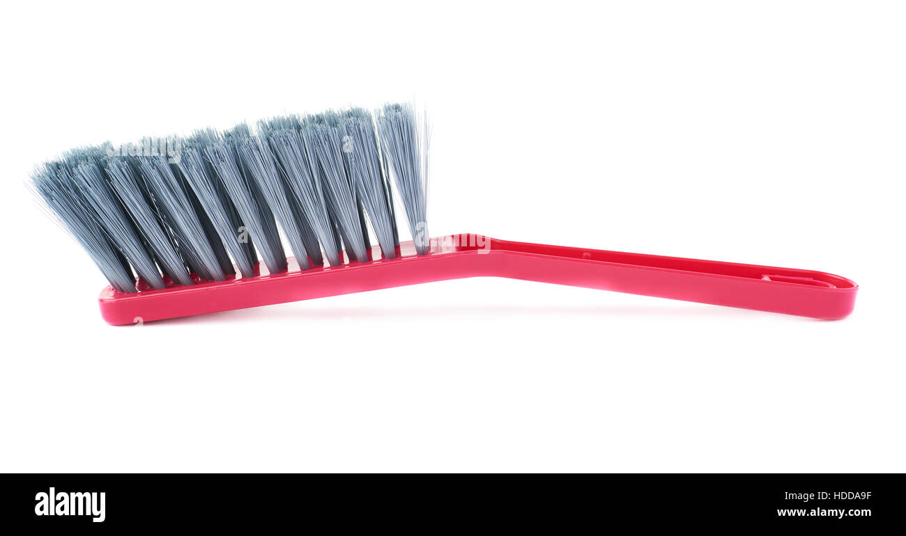 Single red plastic cleaning brush isolated over white background Stock ...