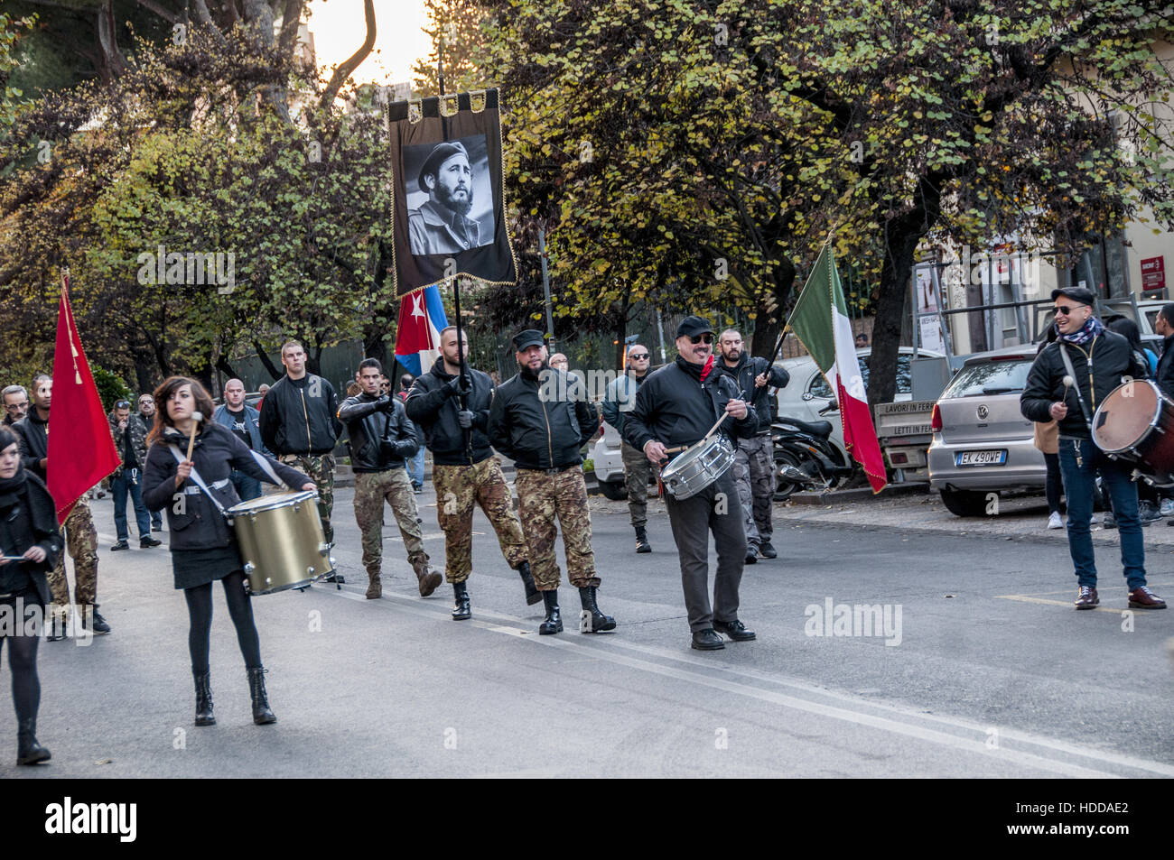 Rome, Italy. 10th Dec, 2016. Commemorative march for Fidel Castro with ...