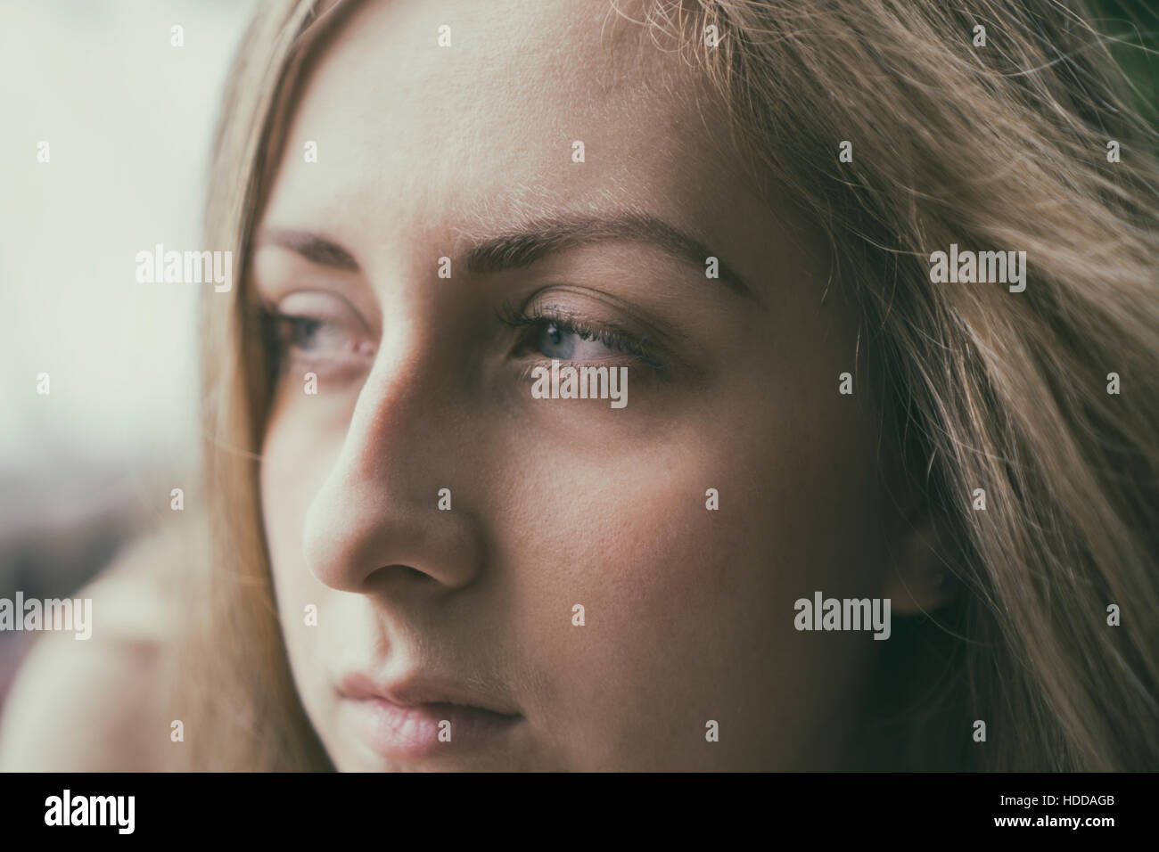 Sad young woman close up hi-res stock photography and images - Alamy