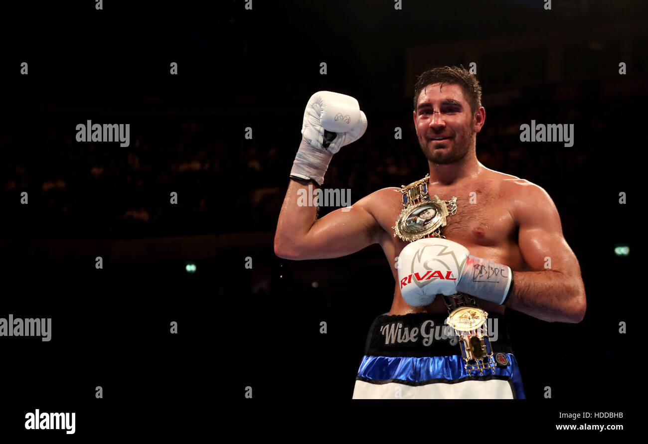 Frank Buglioni celebrates beating Hosea Burton during their British ...