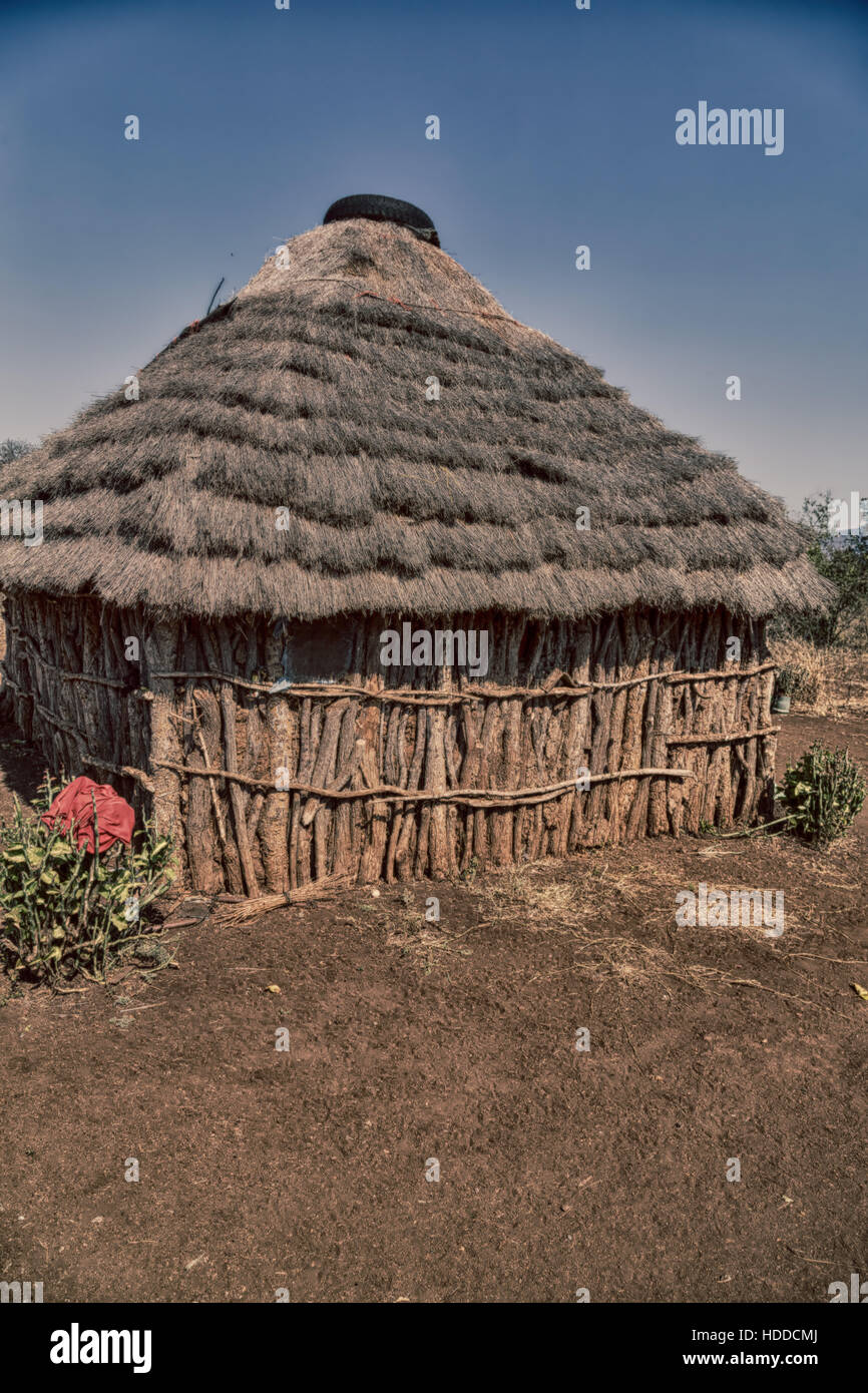 blur in lesotho malealea street village near courtyard and coultivation ...