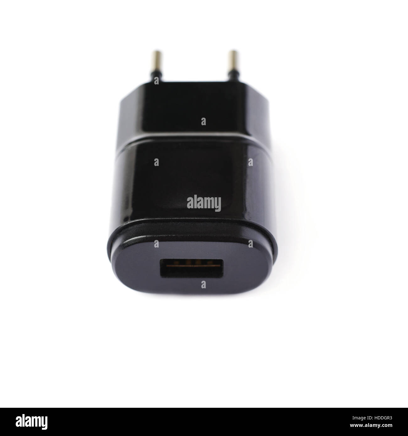 Black usb adapter charger isolated over the white background Stock ...
