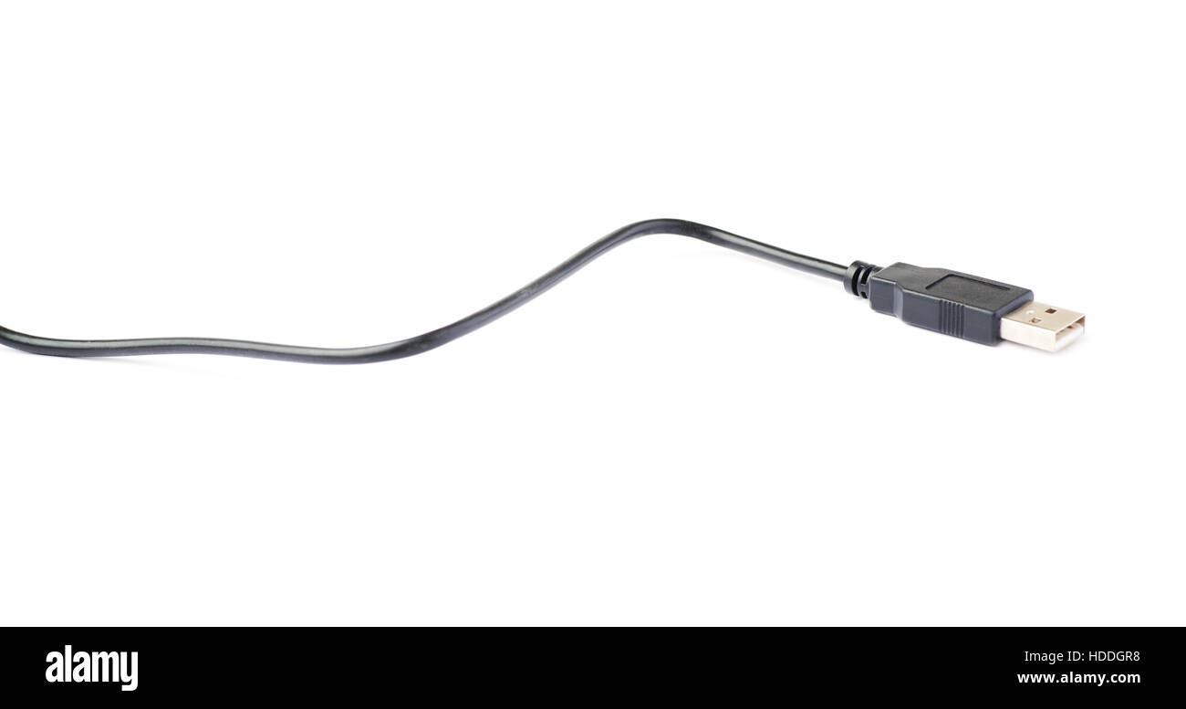 Black USB cable isolated over white background Stock Photo - Alamy