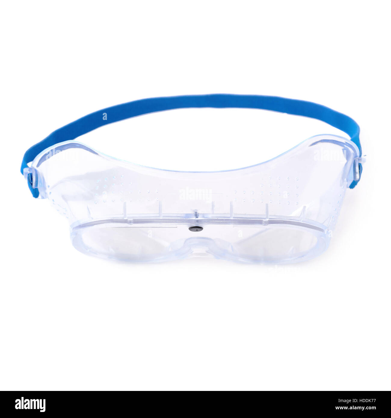 Plastic protective work glasses with ruber band isolated over white ...