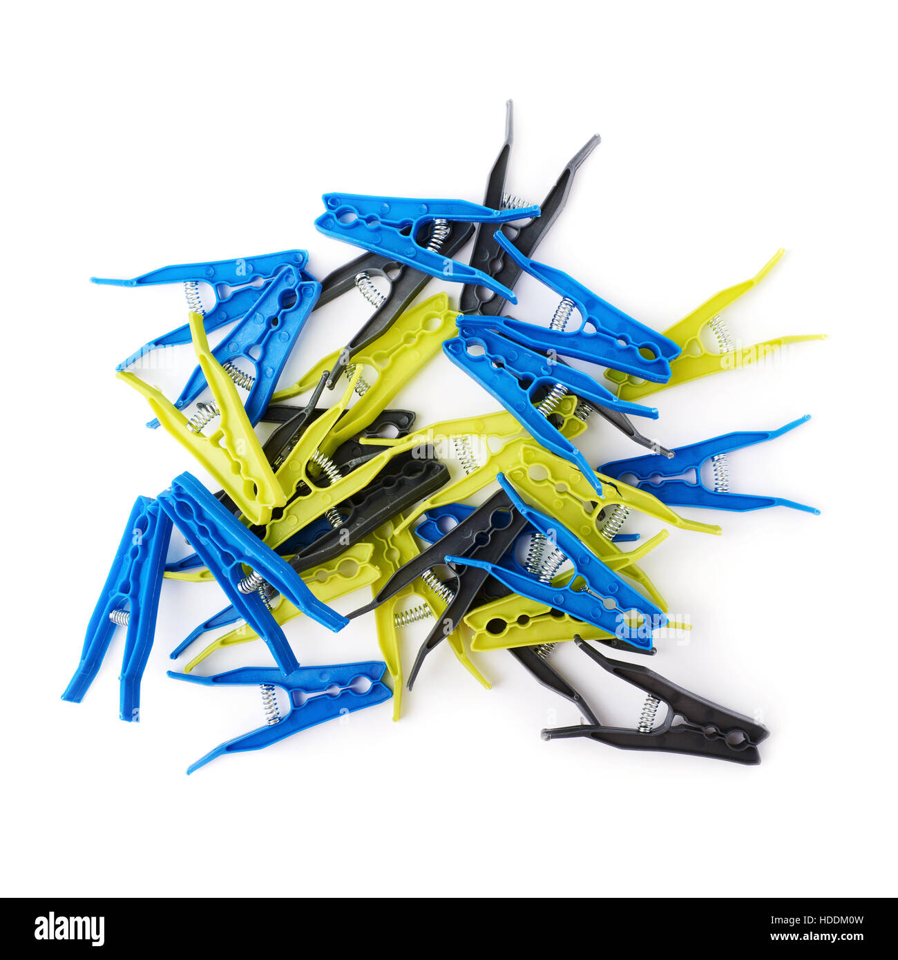 Pile of cloth pegs isolated over white background Stock Photo - Alamy