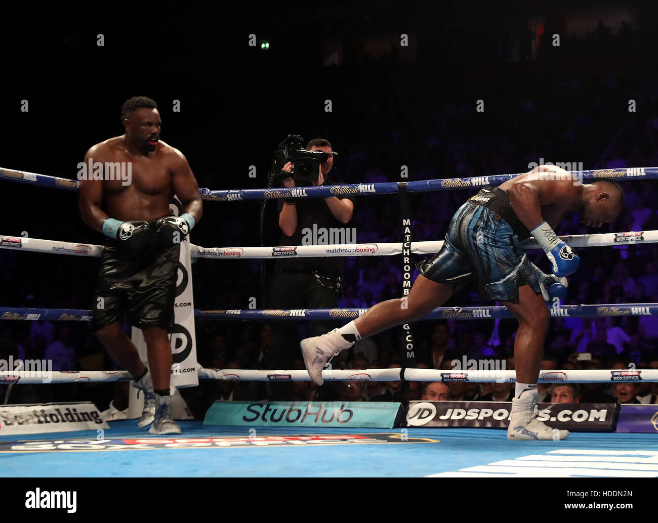 Dillian Whyte (right) in action against Dereck Chisora during their WBC ...