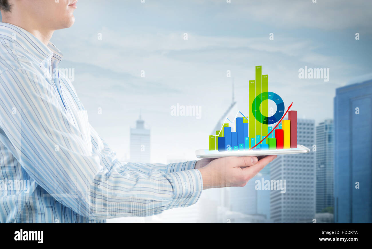 Presenting average sales report Stock Photo - Alamy