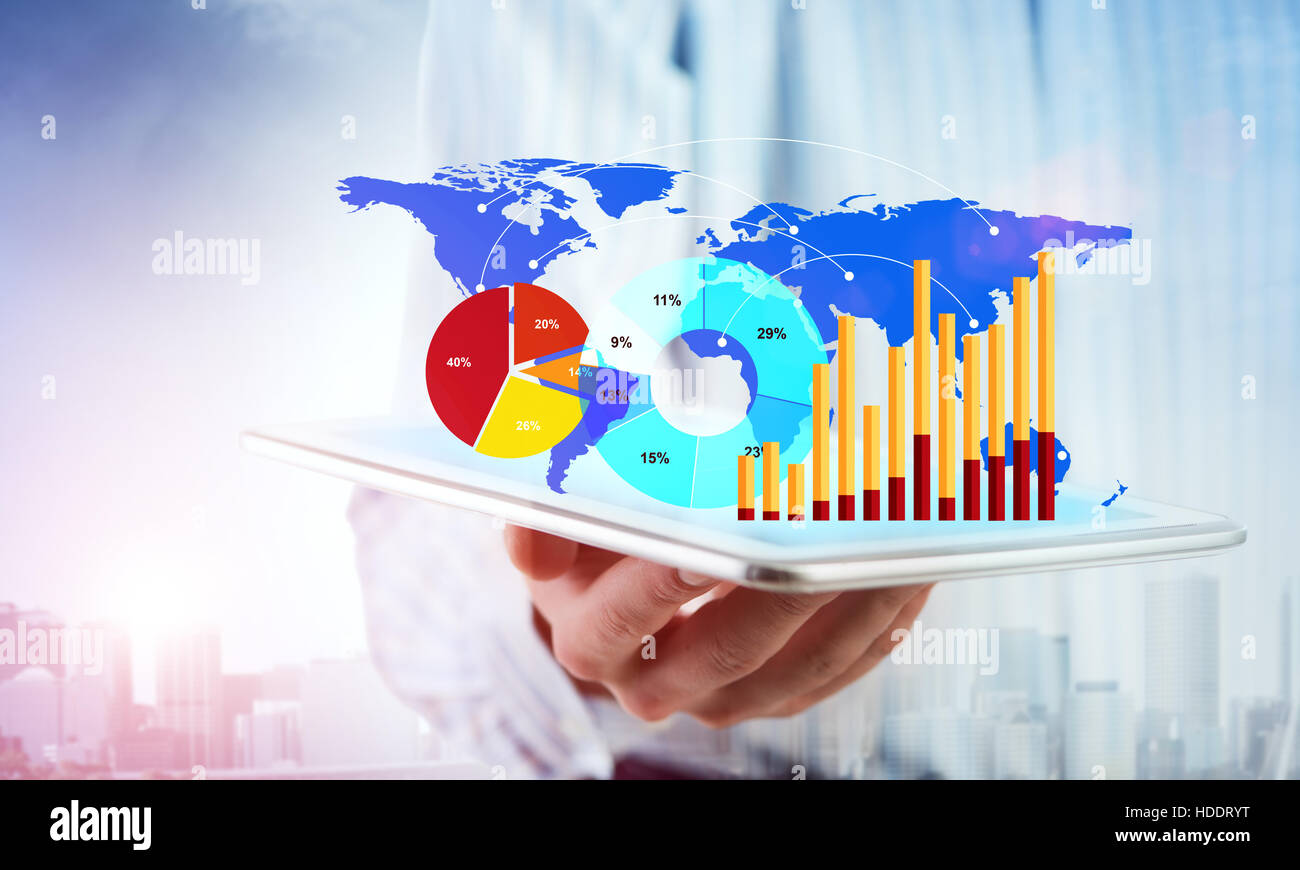 Presenting average sales report Stock Photo - Alamy